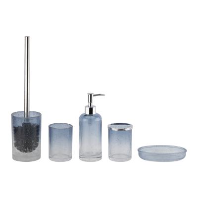 China Glass Bathroom Countertop Accessories in Ombre Blue Round Shape with BSCI Certification and Bubble Effect for sale