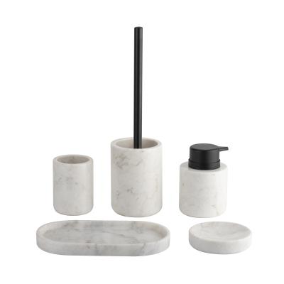 China Nature Mable Accessories Set Round Shape Kalala White Marble Hand Soap Dispenser for sale