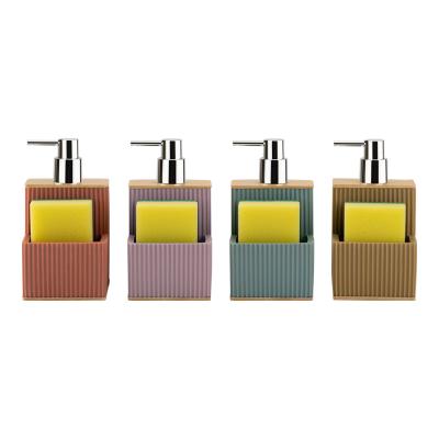 China Kitchen Utensil Caddy With 2N1 Sand Stone Soap Dispenser And Chrome ABS Pump Head for sale