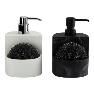 China 2N1 Sand stone soap dispenser with marble print and cleaning ball utensil caddy kitchen lotion dispenser for sale