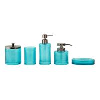 China Round Glass Bathroom Accessories Set with Circle Glass Soap Dispenser Hand Wash Dispenser for sale