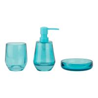 China 3pcs Glass Bathroom Accessories Set Raindrop Shape Glass Soap Dispenser Tumbler Holder for sale