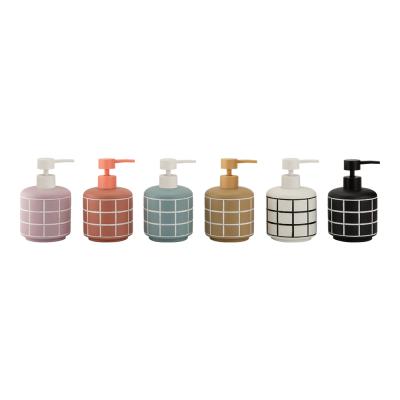 China Sandstone bathroom accessories set round shape with big checker foam soap dispenser for sale