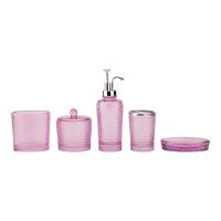 China Glass luxury bathroom accessories set round shape with honeycomb glass soap dispenser for sale