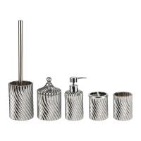 China Luxury glass bathroom accessories set round shape with swirl stripe ion plate soap dispenser for sale
