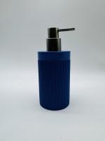 China Custom color resin bathroom accessories set round with stripe polyresin soap dispenser toilet set for sale
