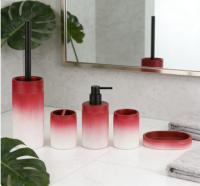China Ombre wine polyresin bathroom accessories set resin soap dispenser tumbler toilet brush for sale