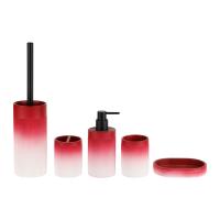 China Ombre wine polyresin bathroom accessories set resin soap dispenser tumbler toilet brush for sale