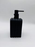 China Polyresin bathroom accessories set square soft touch soap dispenser soap dish tumbler cotton jar for sale