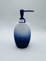 China Ombre blue polyresin bathroom set resin hand soap dispenser tumbler soap dish toilet brush holder for sale