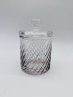 China New design stripe smoke glass bathroom accessories set round hand soap dispenser tumbler toothbeush holder for sale