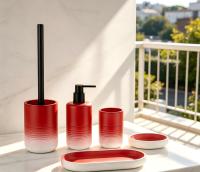 China Modern 5-Piece Ombre Wine Gradient Polyresin Bathroom Accessories Set with Soap Dispenser and Dish for sale