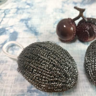 China JNKA Stainless Steel Wire Wool Scourer Sponge - AISI 410/430 Material with Lanyard for Kitchen Cleaning for sale