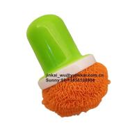 China Nano Fiber Dish Scrubber 6.5x3.5cm Non-Scratch Scouring Pads for Non-Stick Cookware with Plastic Handle for sale