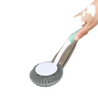 China Galvanized Steel Scourer with Plastic Handle - 0.20mm Wire Diameter, 20g Weight for Kitchen Cleaning for sale