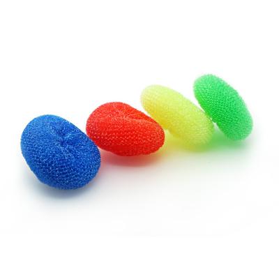 China JINKAI Plastic Mesh Scourer 8cm Diameter 7g Weight Colorful Kitchen Cleaning Sponge for sale