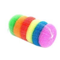 China Multi-Color Plastic Mesh Scourer 80mm Diameter 7g Weight for Kitchen Pot Pan Cleaning for sale