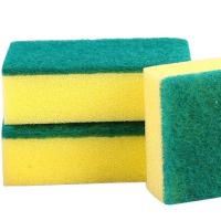 China Yellow and Green Dual-Sided Kitchen Cleaning Sponge with Non-Woven Fabric - 2-in-1 Scouring Pad for Eco-Friendly Cleaning for sale