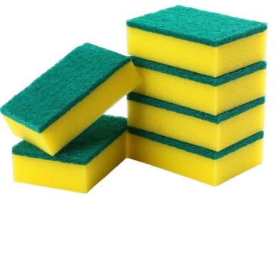 China Double Side Sponge Kitchen Scouring Pad 10pcs Pack - Yellow/Green Non-Woven Fabric Cleaning Scourer for sale