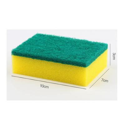 China Double Side Rectangle Kitchen Scouring Pad Sponge 10pcs per Bag 800pcs per Carton Yellow Green for sale