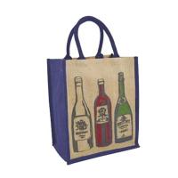 China Packing 6 Bottle Wine 27x18x30cm Burlap Shopping Bag for sale