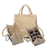 China Packing 6 Bottle Wine 27x18x30cm Burlap Shopping Bag for sale