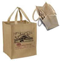 China Packing 6 Bottle Wine 27x18x30cm Burlap Shopping Bag for sale