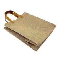 China Gift Travel Tote PU Handled 20cm Burlap Grocery Bag for sale
