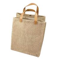 China Gift Travel Tote PU Handled 20cm Burlap Grocery Bag for sale