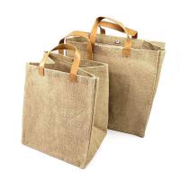 China Gift Travel Tote PU Handled 20cm Burlap Grocery Bag for sale