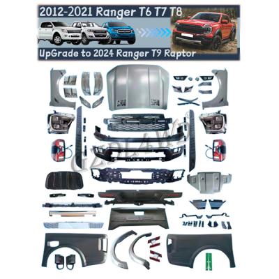 China ABS Full Set Bodykit Car Body Systems For Ranger T6 T7 T8 Upgrade To T9 2022 Raptor Widebody With Side Step bumper for sale