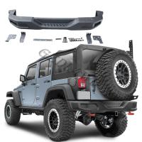 China Jeep JK Wrangler Guard Back Rear Bumper Bar With Spare Frame Black Powder Coated Steel for sale