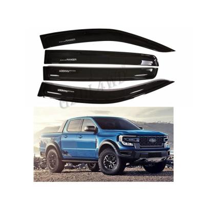 China Ford Ranger 2022 Window Rain Guard Vent Visor Deflector Black Acrylic Plastic Material for sale