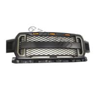 China Front Grill Mesh Grille Raptor Style Replacement For Ford F150 2018 2019 2020 With Drl & Turn Signal Lights And 3 Amber for sale