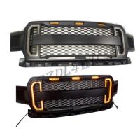 China Front Grill Mesh Grille Raptor Style Replacement For Ford F150 2018 2019 2020 With Drl & Turn Signal Lights And 3 Amber for sale