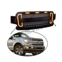 China Front Grill Mesh Grille Raptor Style Replacement For Ford F150 2018 2019 2020 With Drl & Turn Signal Lights And 3 Amber for sale