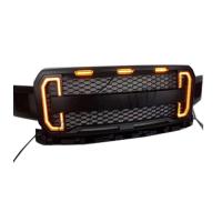 China Front Grill Mesh Grille Raptor Style Replacement For Ford F150 2018 2019 2020 With Drl & Turn Signal Lights And 3 Amber for sale