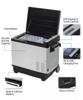 China Car Fitment 30L Portable Solar Fridge Refrigerator with Double Door and LFP Battery for sale