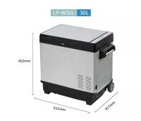 China Car Fitment 30L Portable Solar Fridge Refrigerator with Double Door and LFP Battery for sale