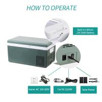 China NO App-Controlled 25L Solar Car Freezer Refrigerator with Built-in Replaceable Battery for sale