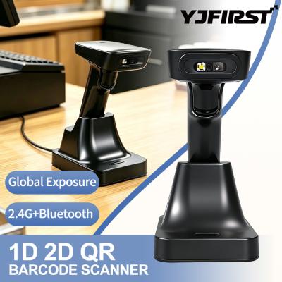 China CMOS Wireless QR Code Reader YJFIRST Handheld 1D 2D Barcode Scanner for Receipt, Inventory & Checkout for sale