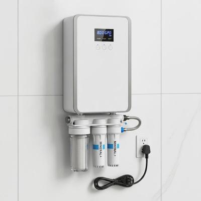 China Compact Reverse Osmosis Water Treatment System 800 GPD Alkaline Mineral Filter Wall Mounted 110V for sale