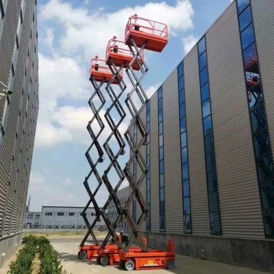 China 12m Self Propelled Electric Scissor Lift Battery Driven Aerial work Lift Platform for sale