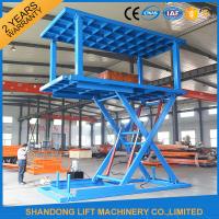 China Two Layers Folding Hydraulic Scissor Double Parking Car Lift , Blue for sale