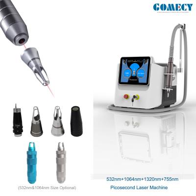 China Portable Picosecond Laser 6 Laser Heads Spot Size Adjustable Tattoo Removal Pico Laser Scar Freckle Carbon Peeling for sale