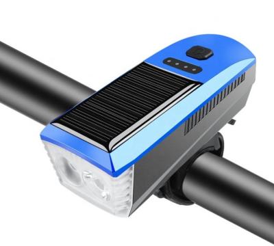 China Blue Solar and USB Charging Bike Light 2000mAh Front Headlight for MTB Road Cycling for sale