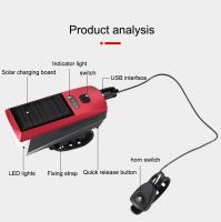 China Blue Solar and USB Charging Bike Light 2000mAh Front Headlight for MTB Road Cycling for sale