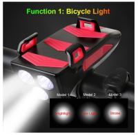 China USB Rechargeable LED Bike Headlight Bike Horn Phone Holder Powerbank for Night Riding for sale