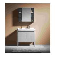 China Custom Modern Bathroom Vanity White Solid Wood Bathroom Vanity Water Resistant for sale