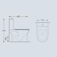 China Dual Flush Two Piece Water Closet 375x635x775mm S Trap Toilets Compact Orin OR8334 for sale